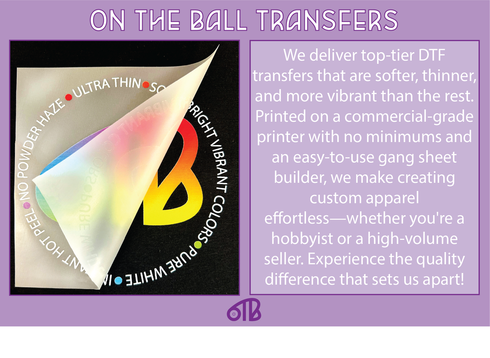 Single Image Custom DTF Transfers – On The Ball Transfers